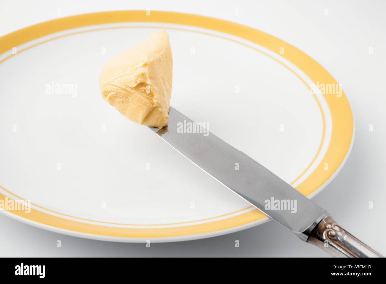Knife and butter and plate Stock Photo - Alamy
