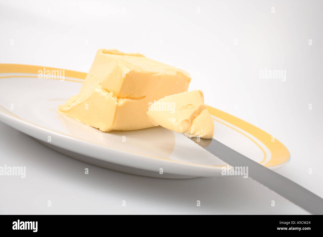 Knife and butter and plate Stock Photo - Alamy
