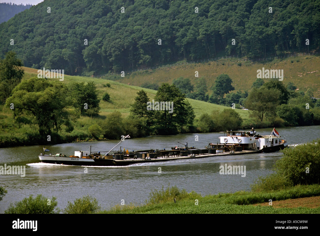 River transport by barge near Heidelberg Germany Stock Photo - Alamy