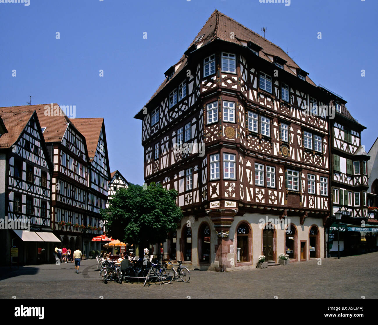 Medieval buildings the Palmsches Haus Mosbach Odenwald Germany Stock ...
