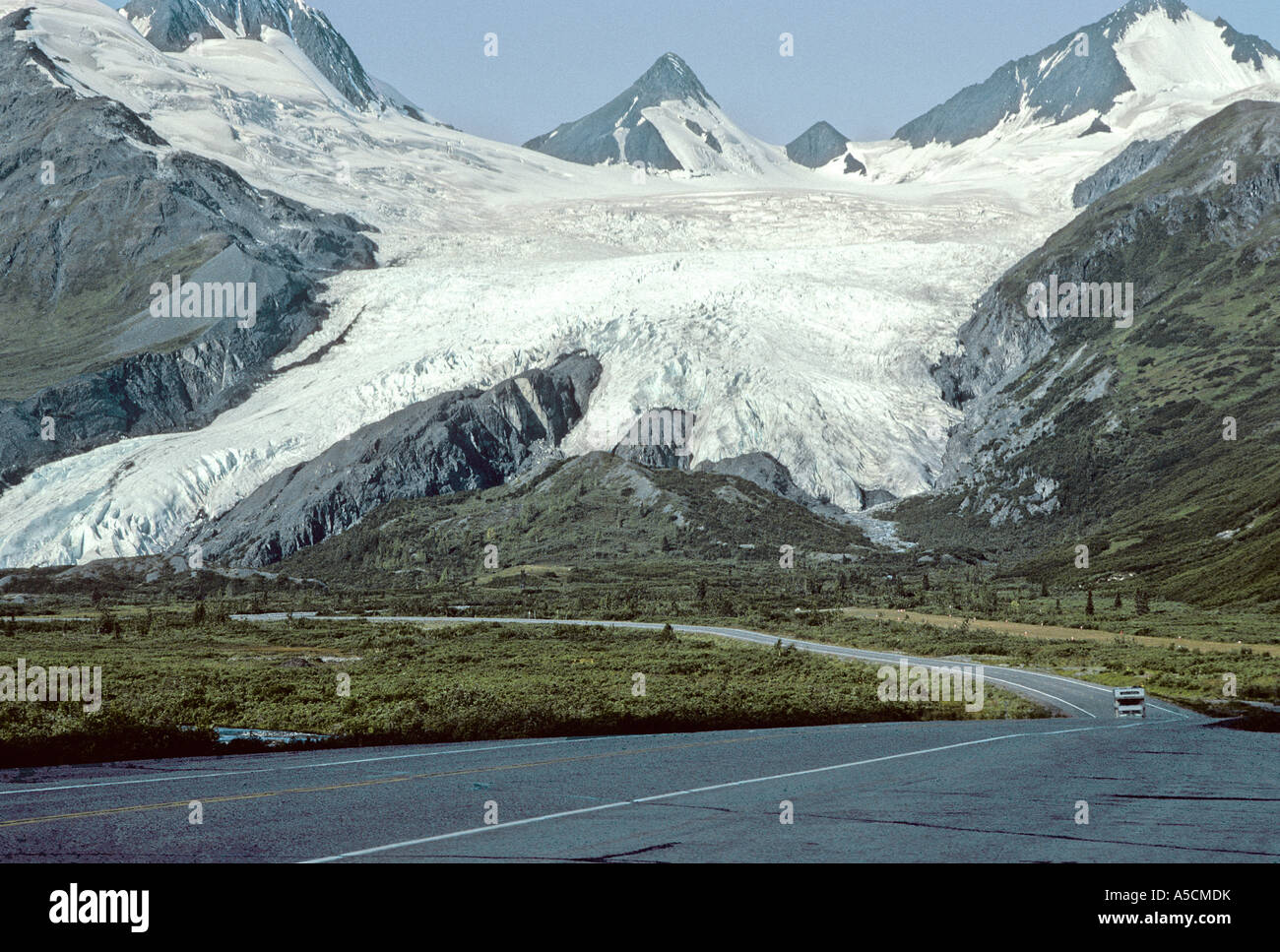Glacier meets Civilization, Alcan Highway, Alaska Stock Photo - Alamy