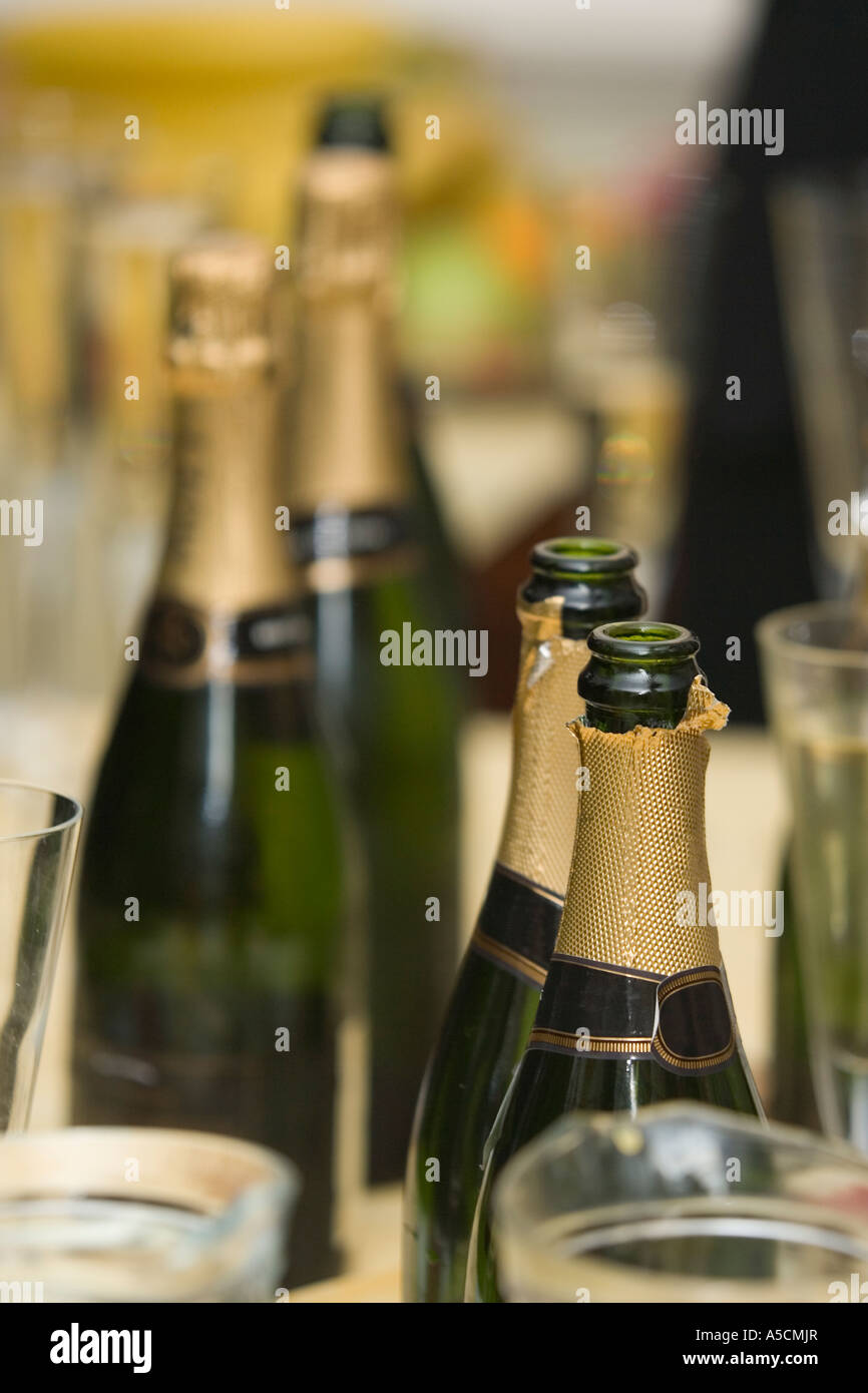 Bottles of Champagne at a party Stock Photo - Alamy