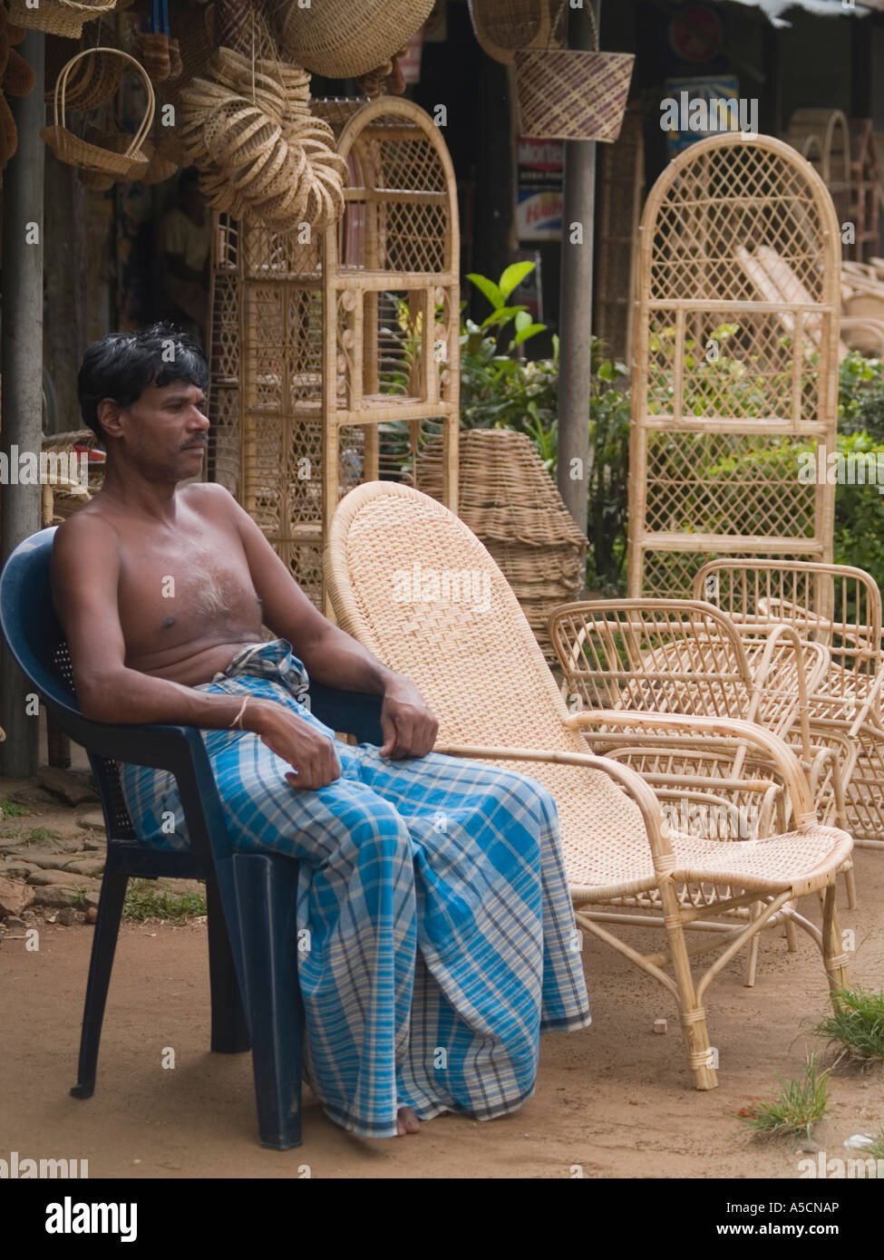 Locally produced fiber goods contrast with plastic nylon goods outside ...
