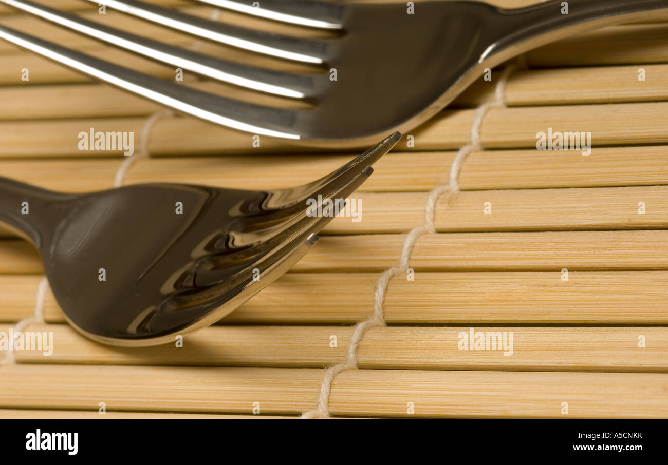 Close up of stainless steel fork forks cutlery Stock Photo - Alamy