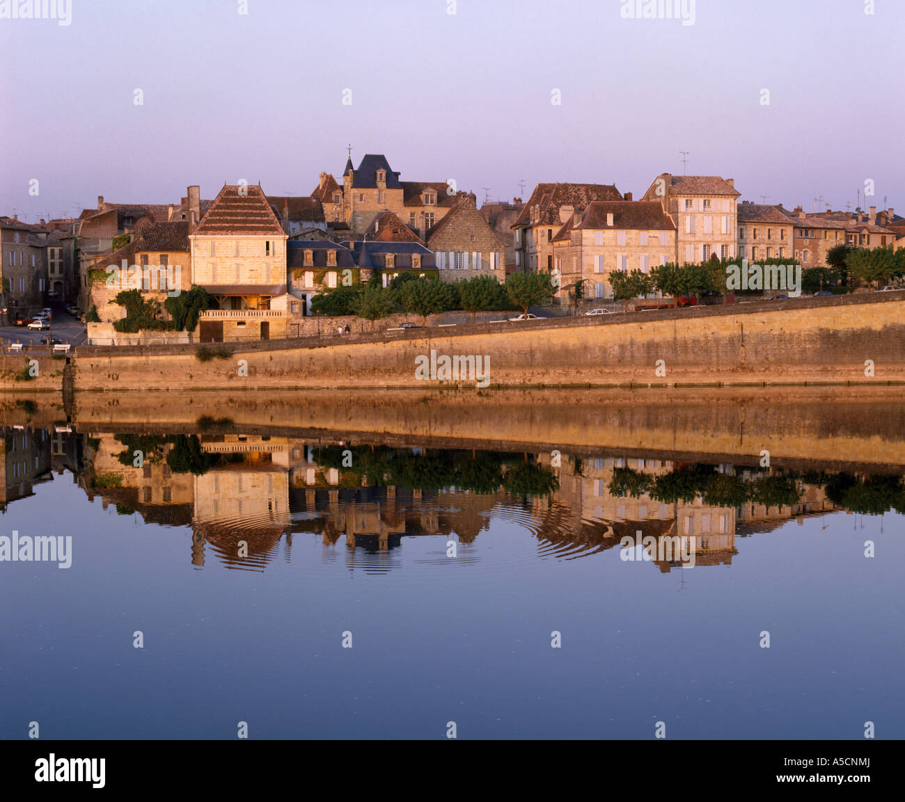 Town of Bergerac viewed over the Dordogne River Dordogne France Stock ...