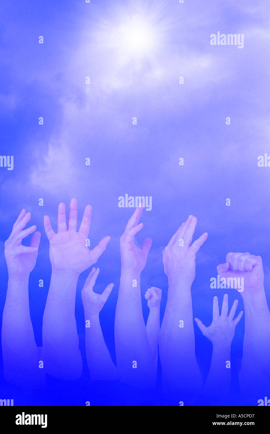 Upraised hands hi-res stock photography and images - Alamy