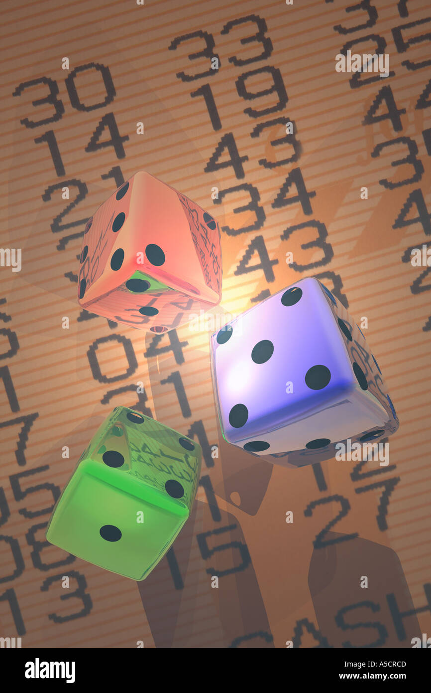 Dice with numbers on a lottery ticket Stock Photo - Alamy