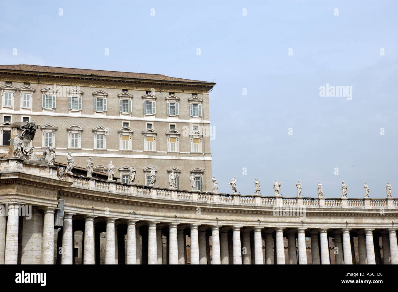 San Pietro Saint Peter piazza showing Berninis columns and Pope Papal ...