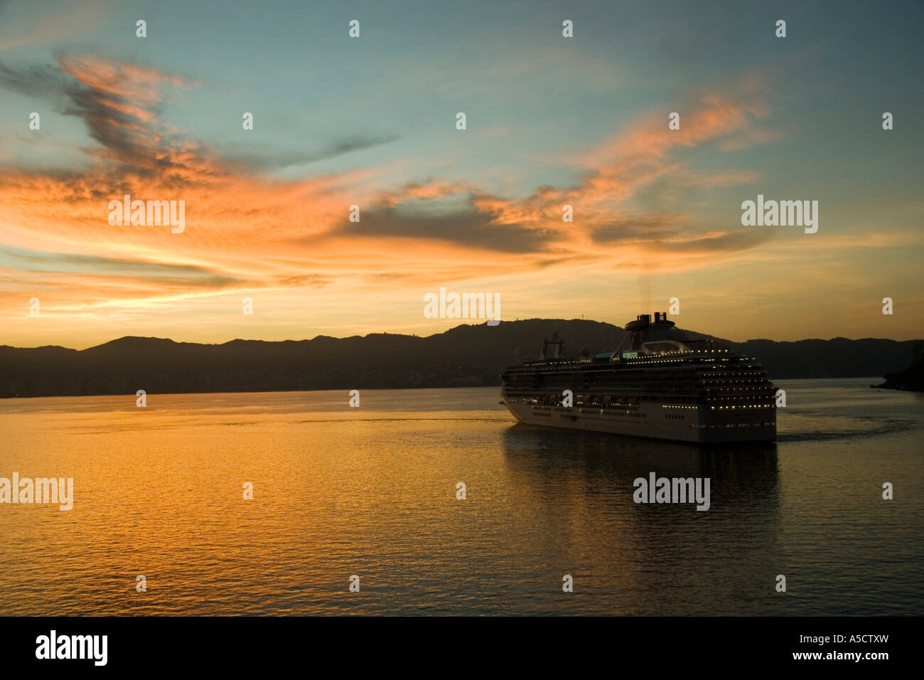 Princess Cruises Coral Princess arriving Acapulco at sunrise Stock ...