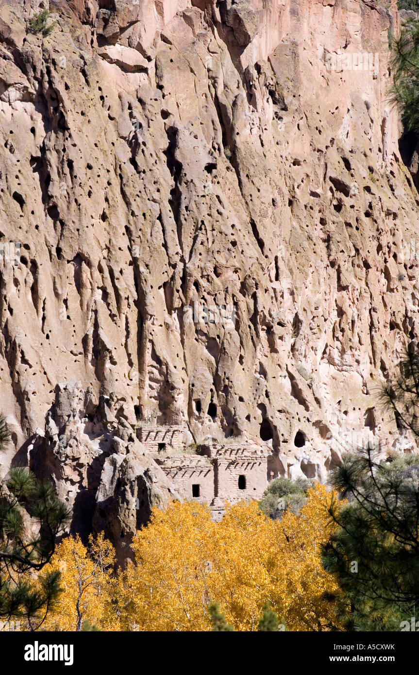 Reconstructed Talus House along the canyon wall in Frijoles Canyon at ...