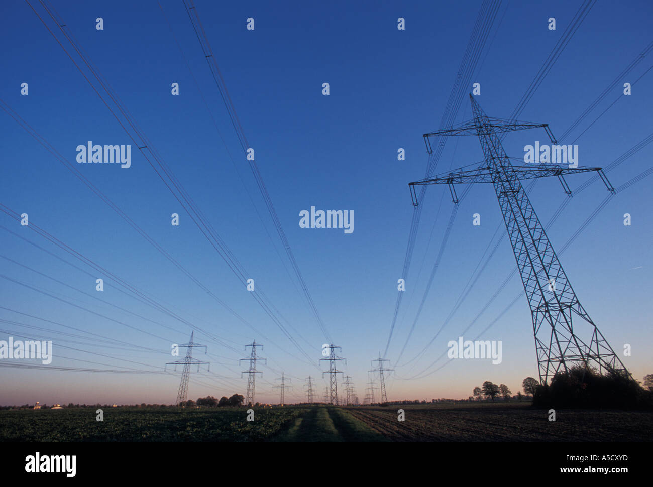 Power poles, Germany Stock Photo - Alamy