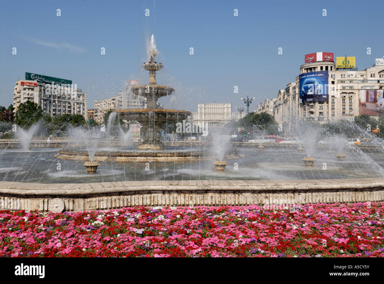 ROMANIA BUCHAREST. Union Square, Piata Unirii, and the Palace of the ...