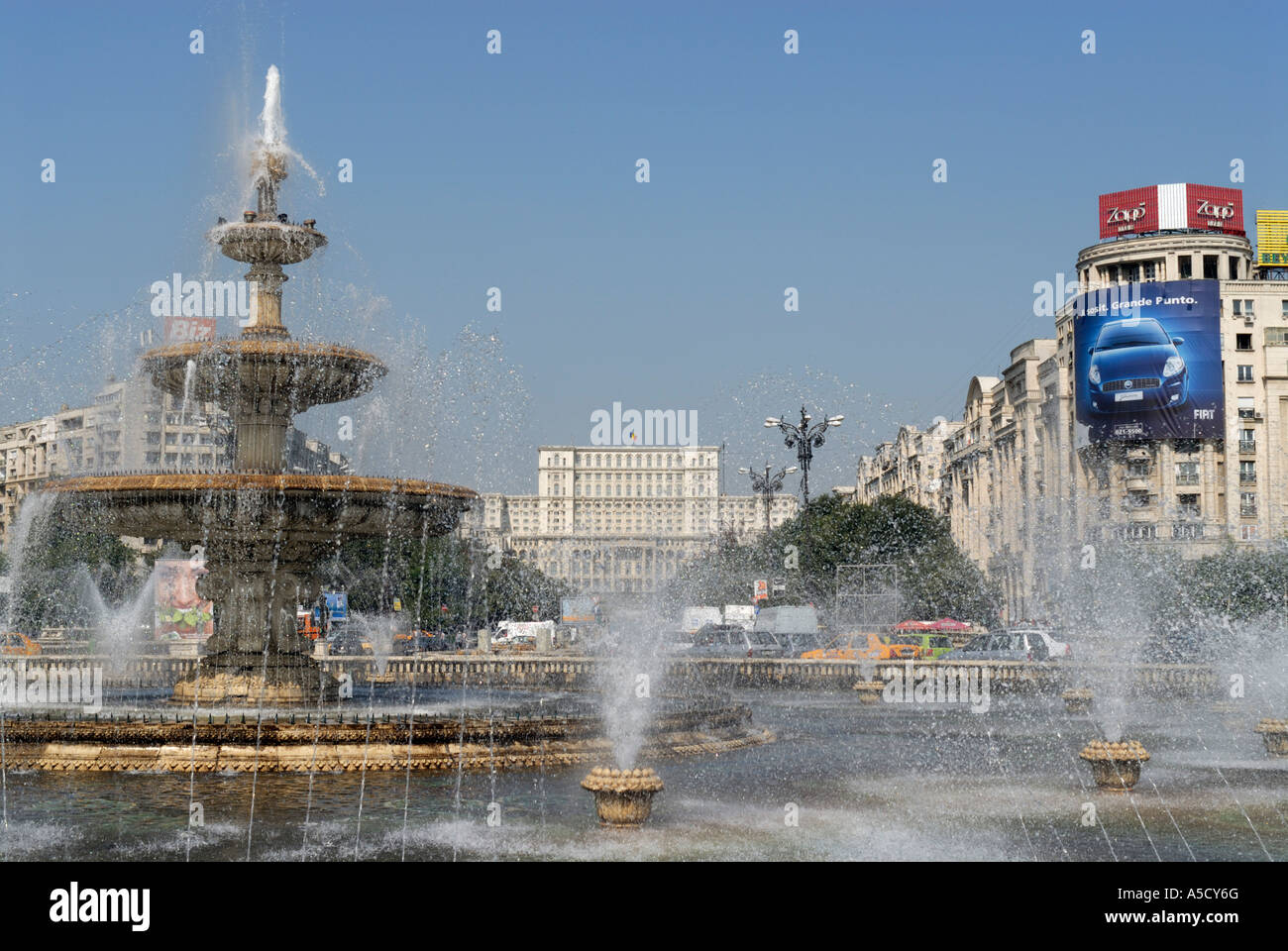 ROMANIA BUCHAREST. Union Square, Piata Unirii, and the Palace of the ...