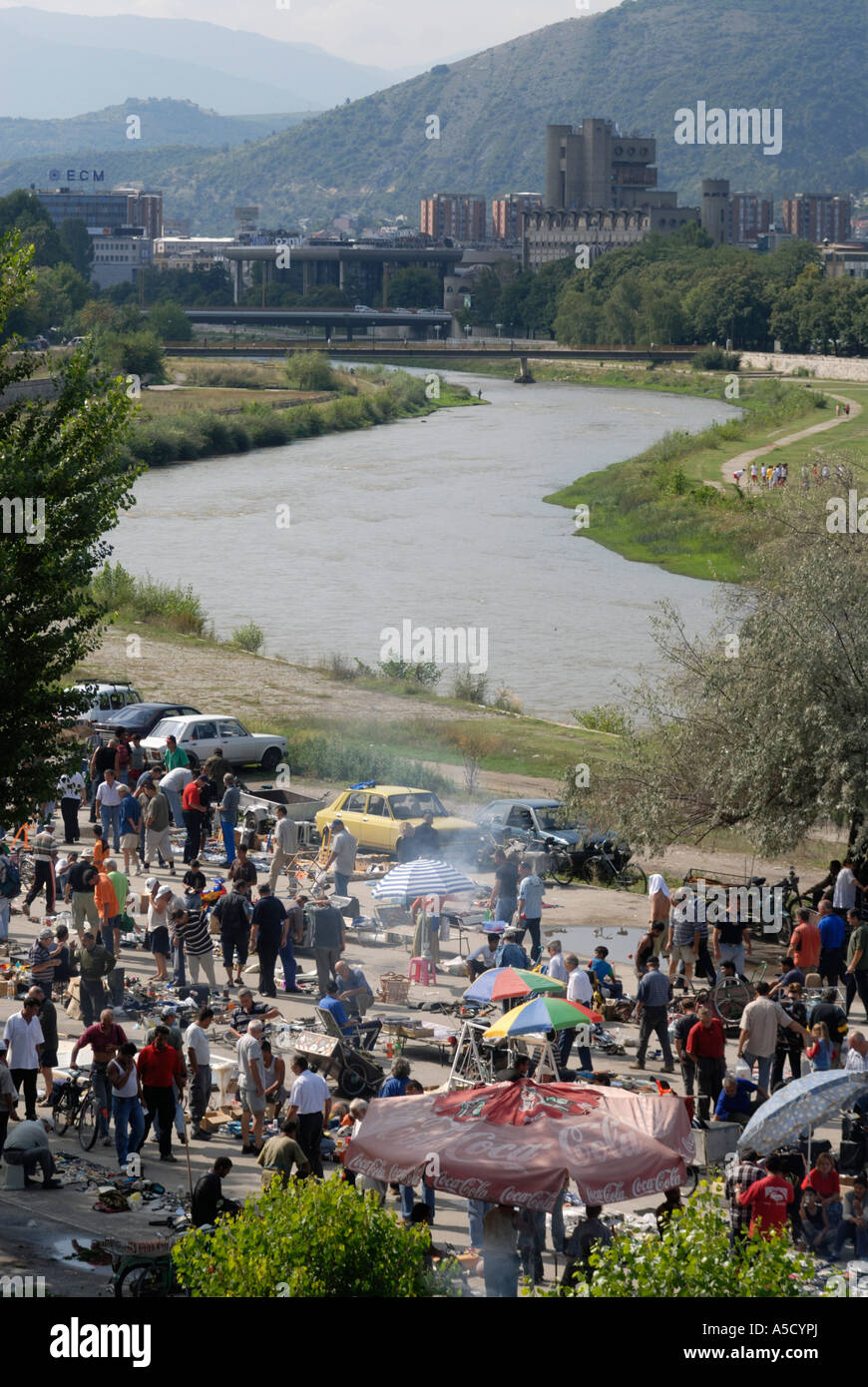 FYROM Republic of Macedonia. SKOPJE Roma flea market along the Vardar ...