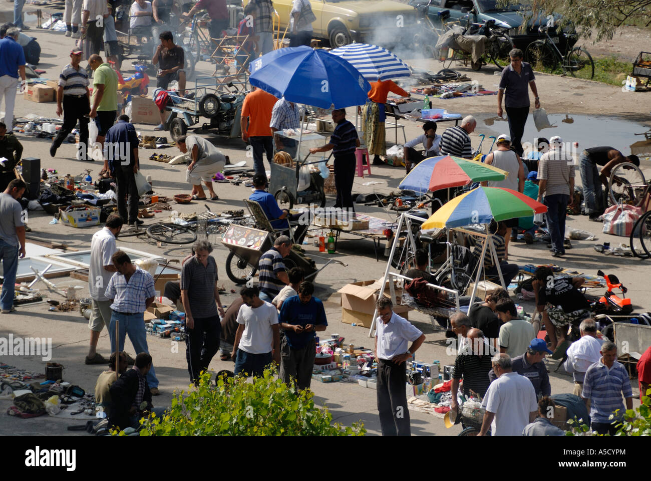FYROM Republic of Macedonia. SKOPJE Roma flea market along the Vardar ...