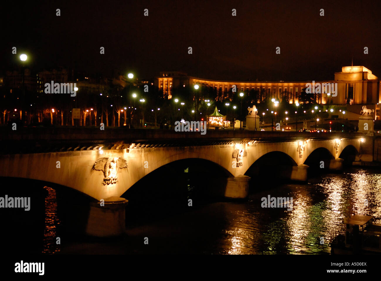 Iena bridge at night in Paris Stock Photo - Alamy
