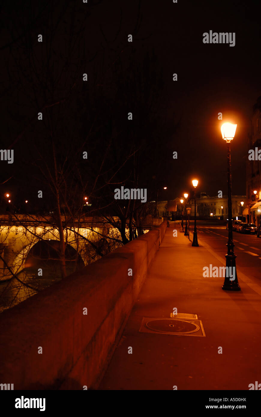 Quai de Seine by night in Paris Stock Photo - Alamy