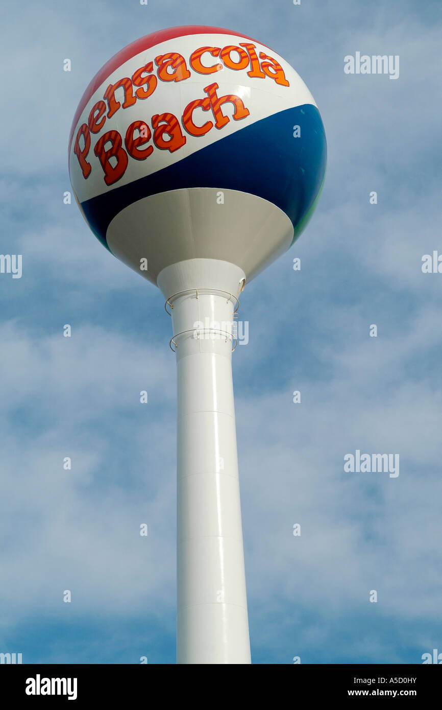 Florida Pensacola Beach water tower with name on it Stock Photo - Alamy