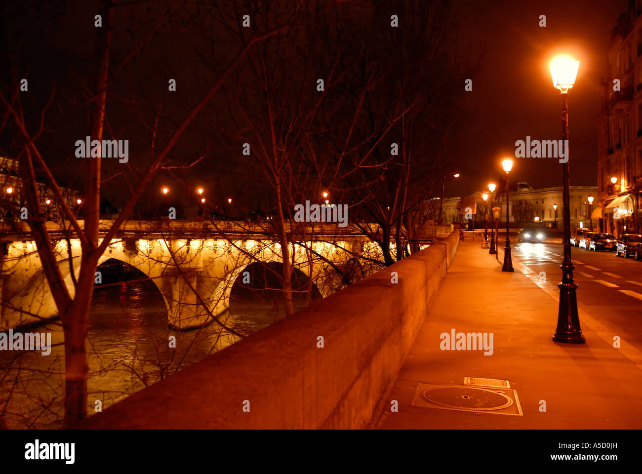 Quai de Seine by night in Paris Stock Photo - Alamy