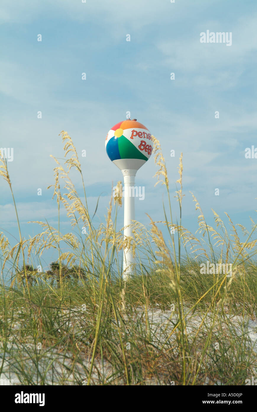 Florida Pensacola Beach water tower with name on it Stock Photo - Alamy