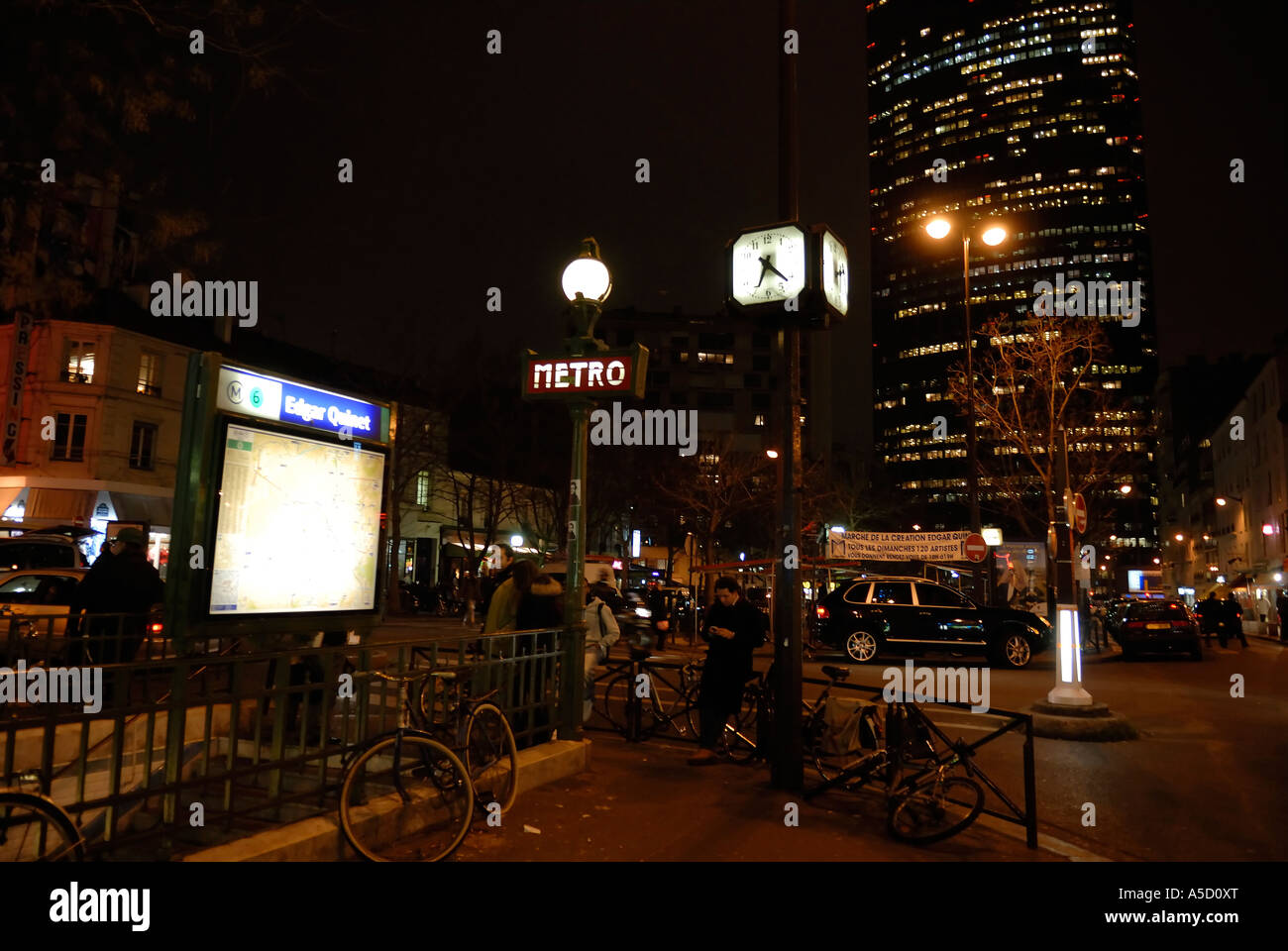 Paris Metro entry at night Stock Photo - Alamy