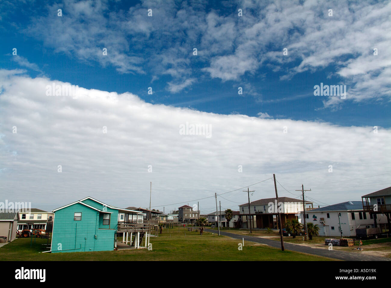 Typical pile wood houses in Bolivar Peninsula Stock Photo - Alamy