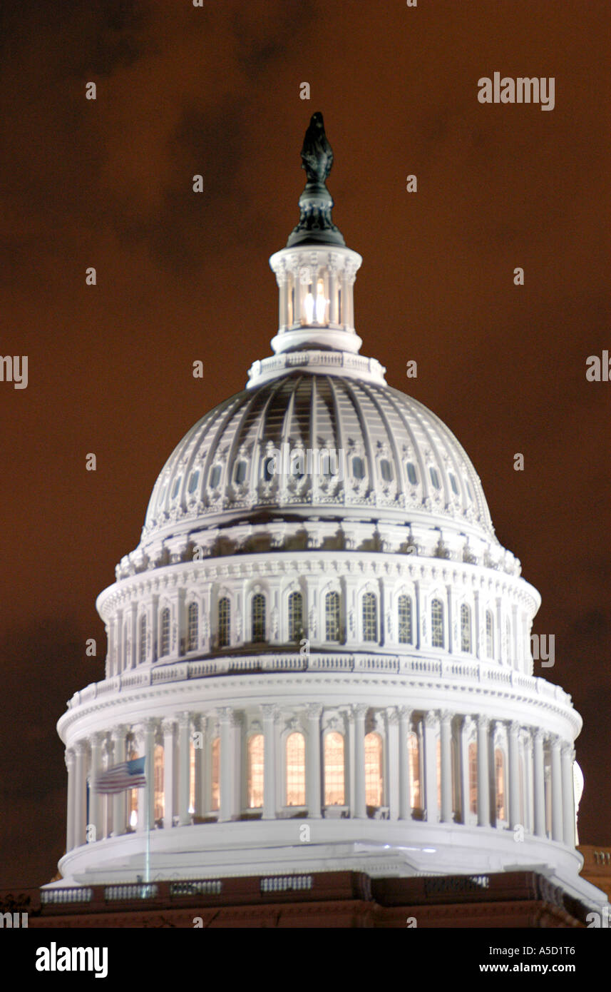 Capitol Building at night with red sky and clouds Stock Photo - Alamy
