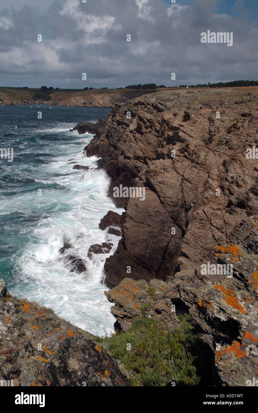 Cliffs on the coast in Belle Ile en Mer, Brittany Stock Photo - Alamy