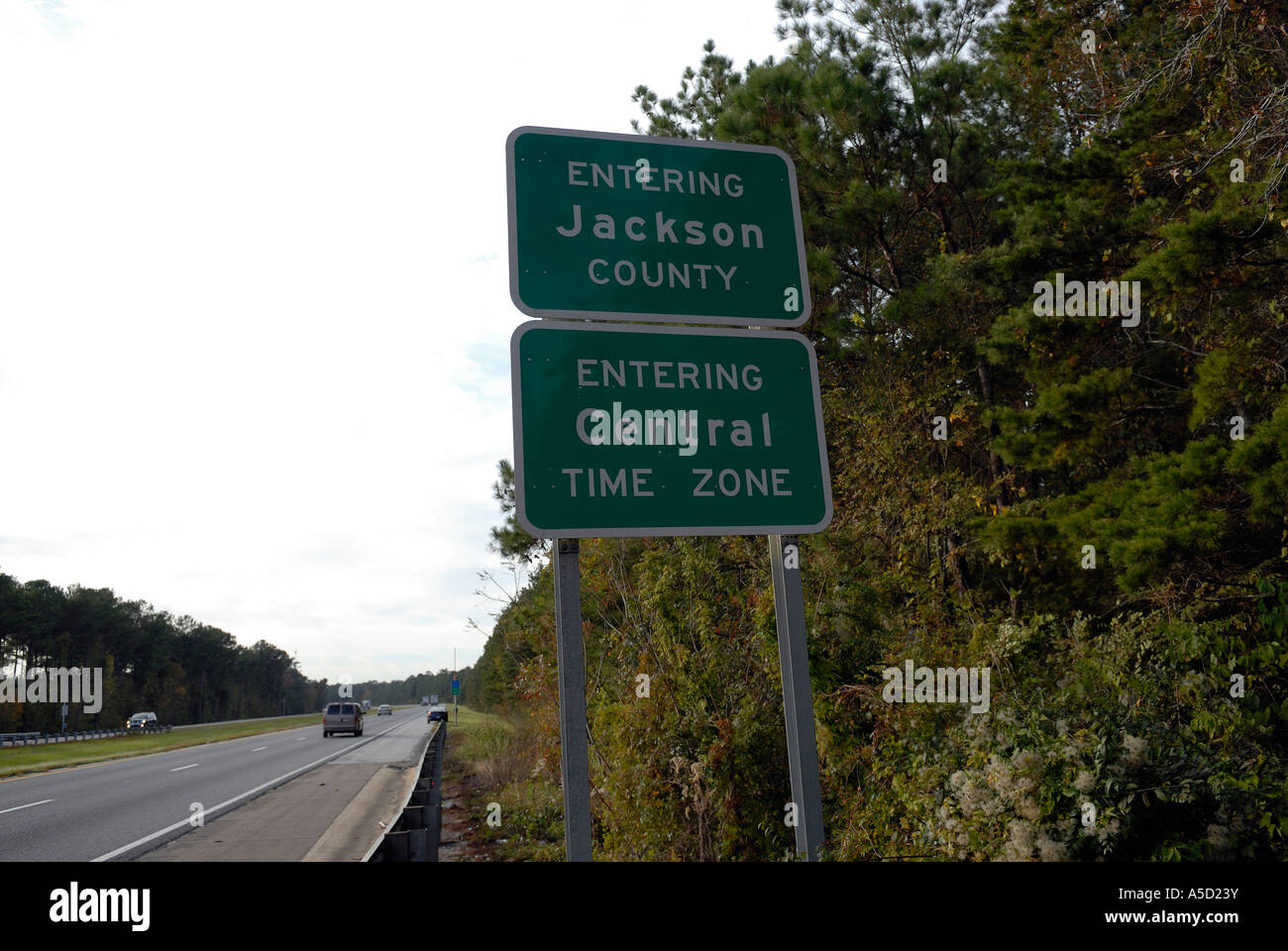 Entering Central Time Zone Sign In United States Stock Photo Alamy