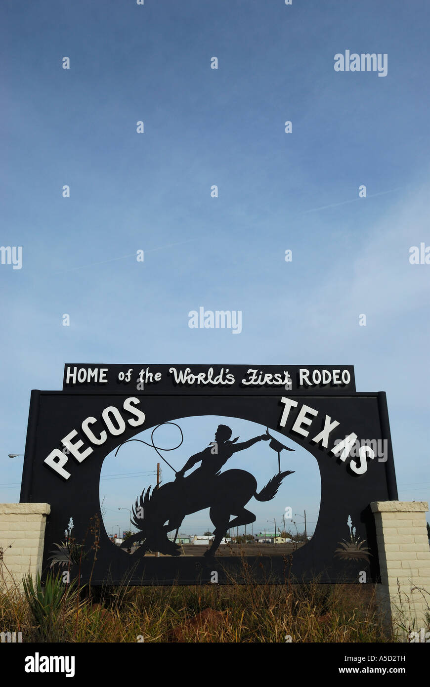 Sign at the entry the Pecos city, Texas Stock Photo - Alamy