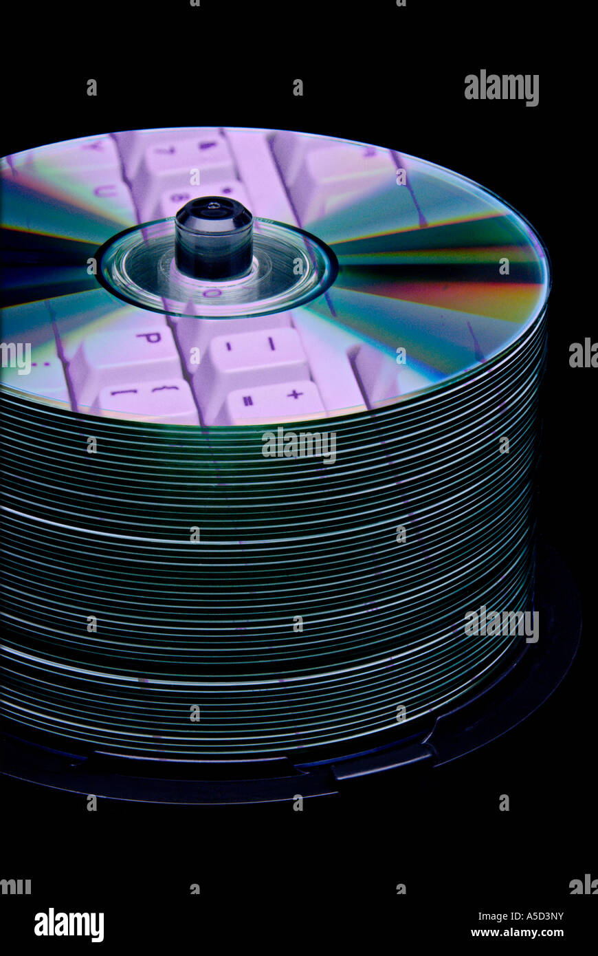 Rack or stack of CDs with keyboard overlay Digital Art Stock Photo - Alamy