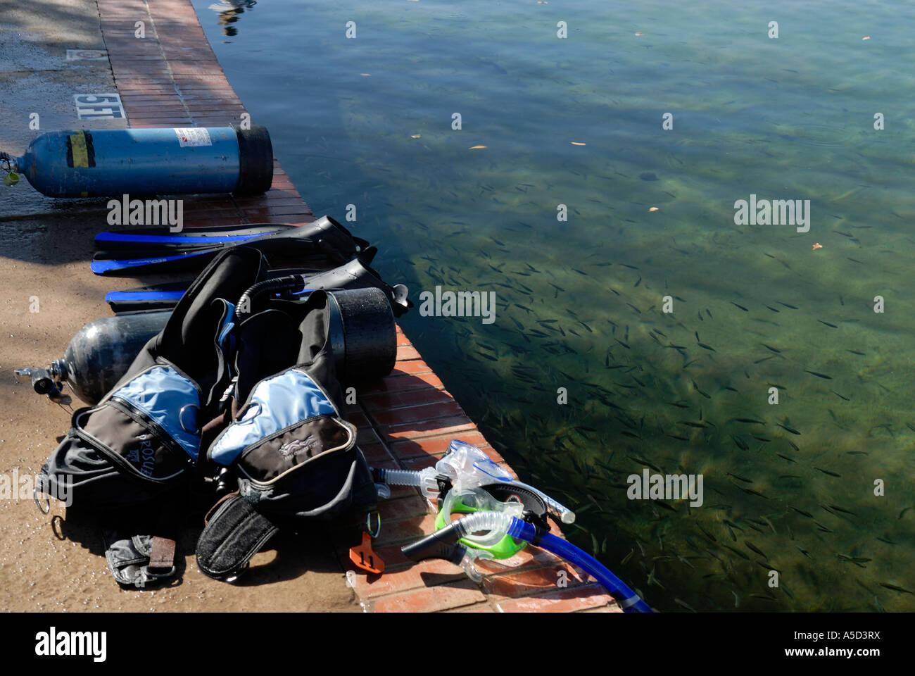 Diving gear in Balmorhea state park in Texas Stock Photo - Alamy