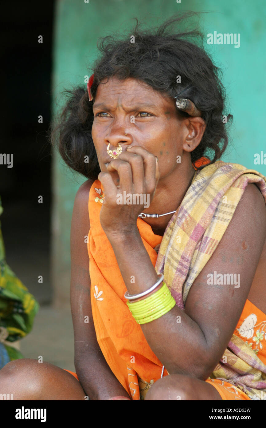 Desia Kondh tribal woman in at a local market in Orissa,India Stock ...