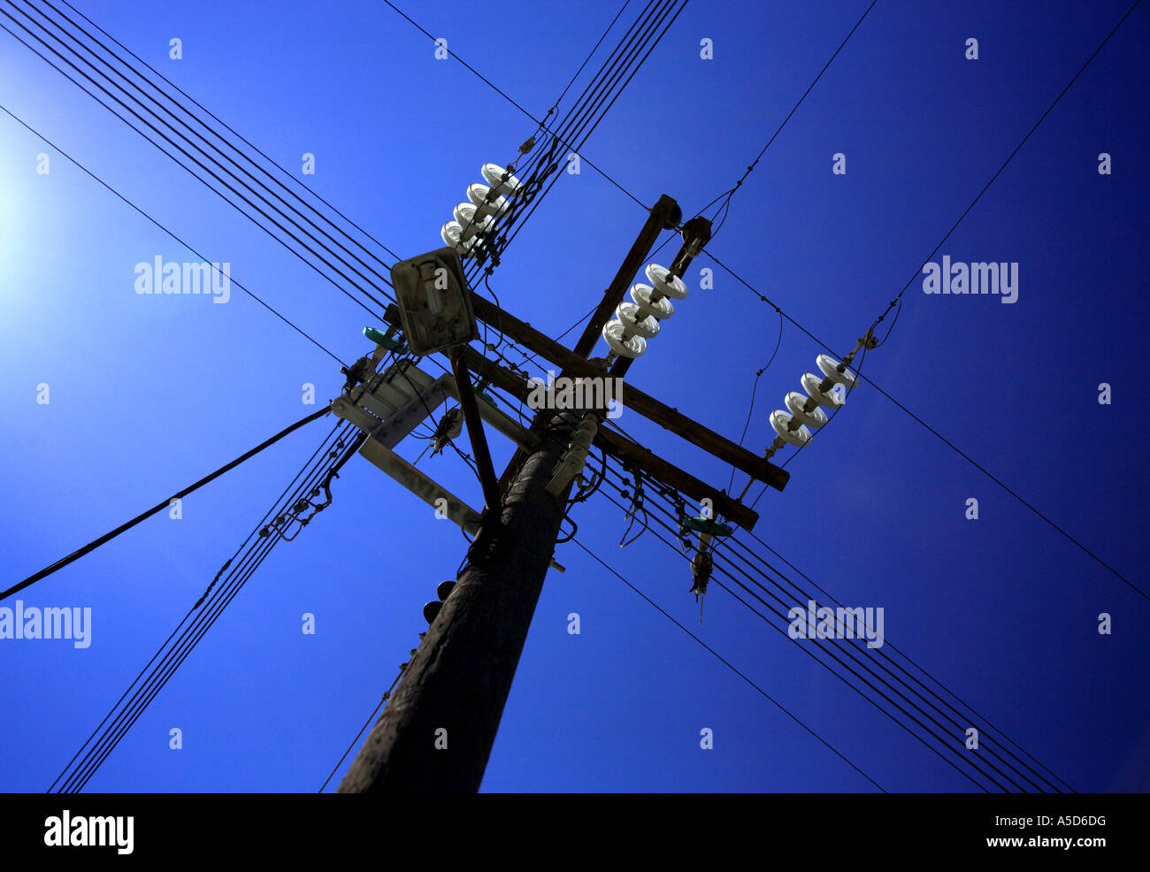 Communication wires on a telegraph pole Stock Photo - Alamy