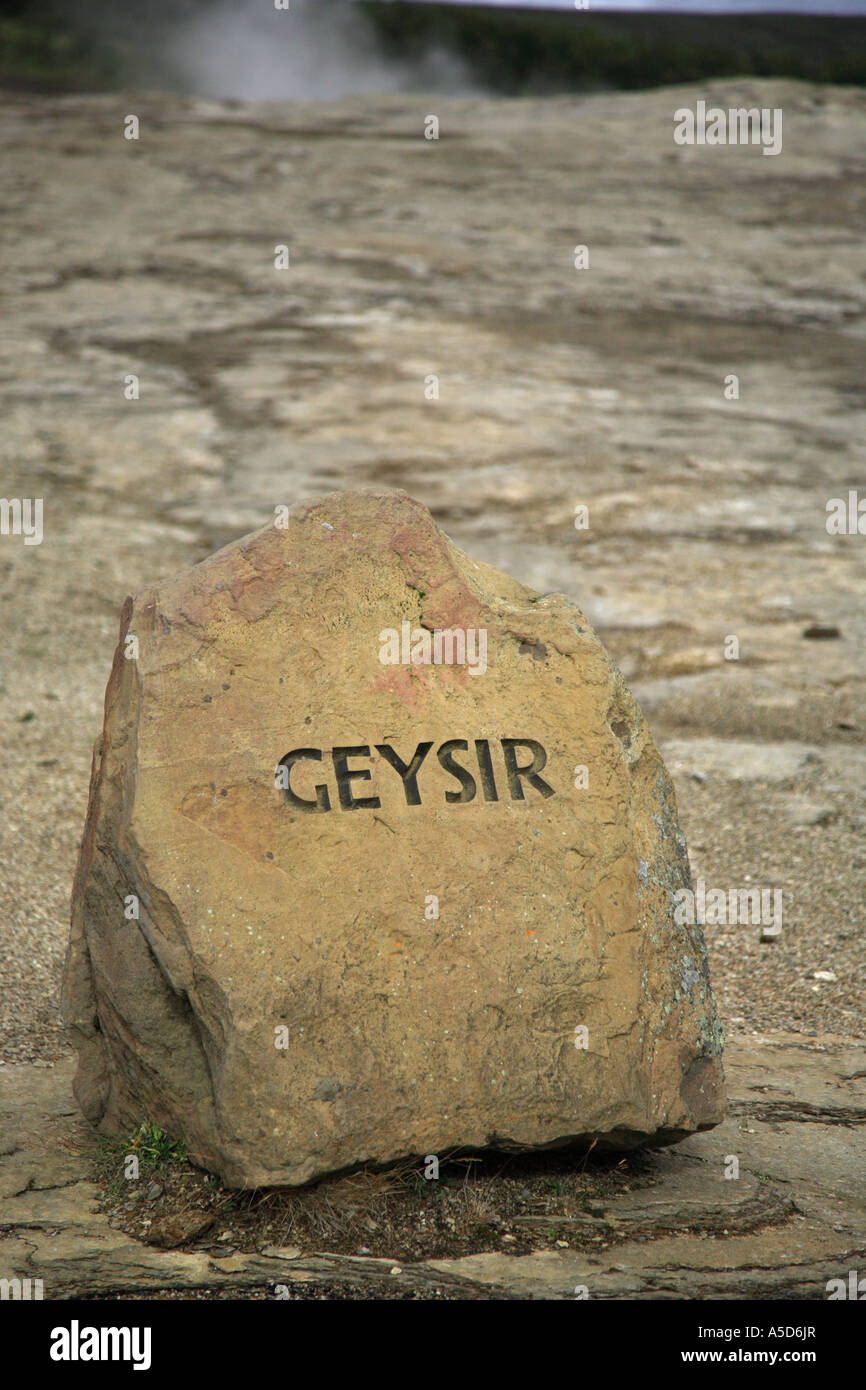 Geysir sign for the world famous geyser Iceland Stock Photo - Alamy