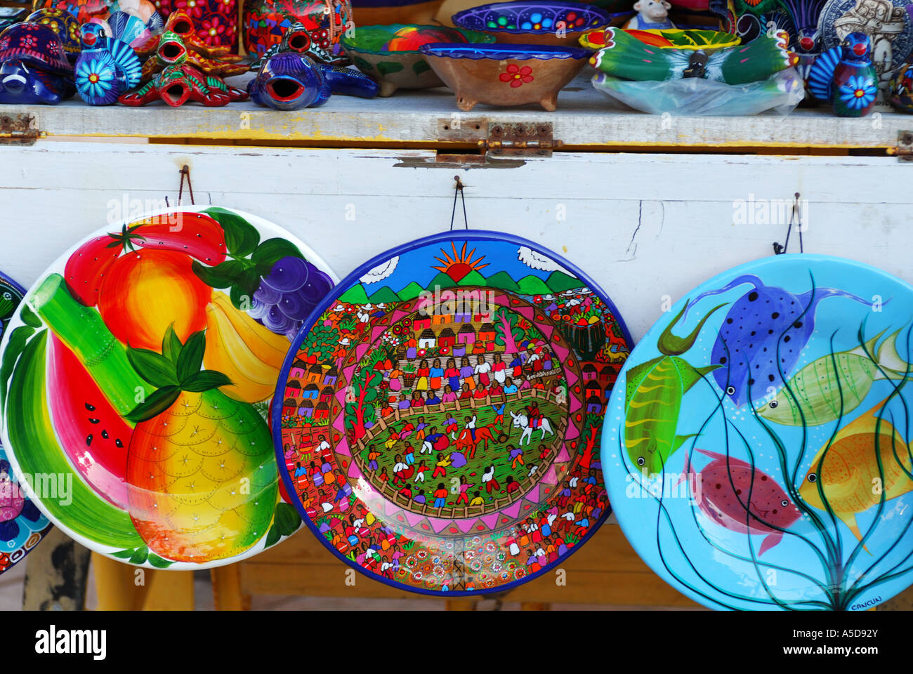 Plates for sale Cancun Yucatan peninsular Mexico Stock Photo - Alamy