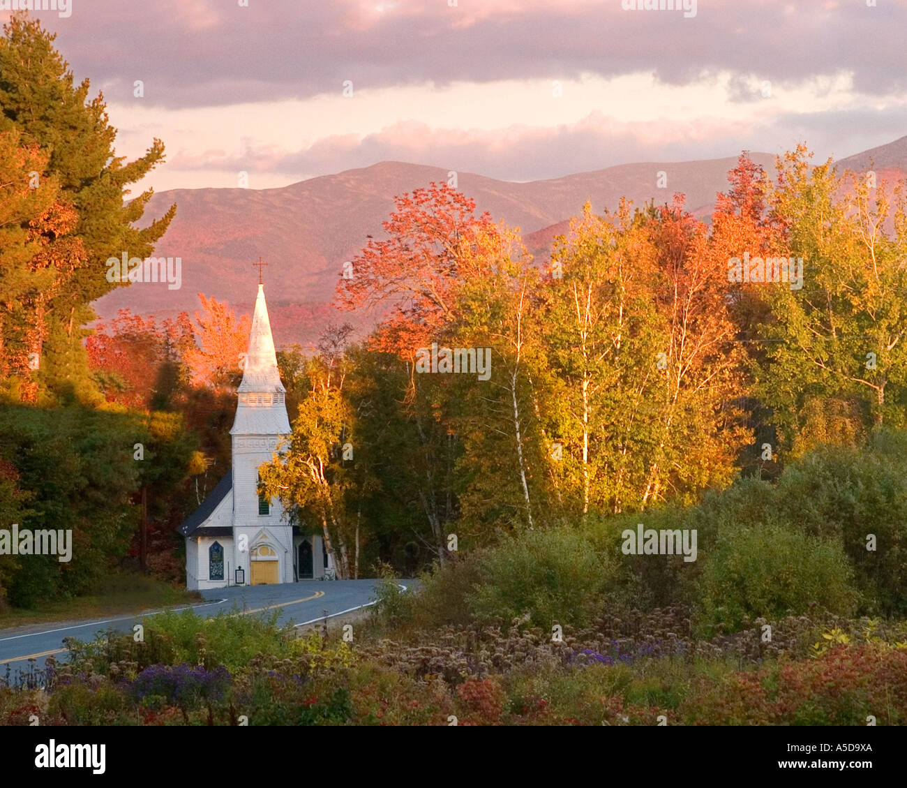 New England Church in Autumn Stock Photo - Alamy