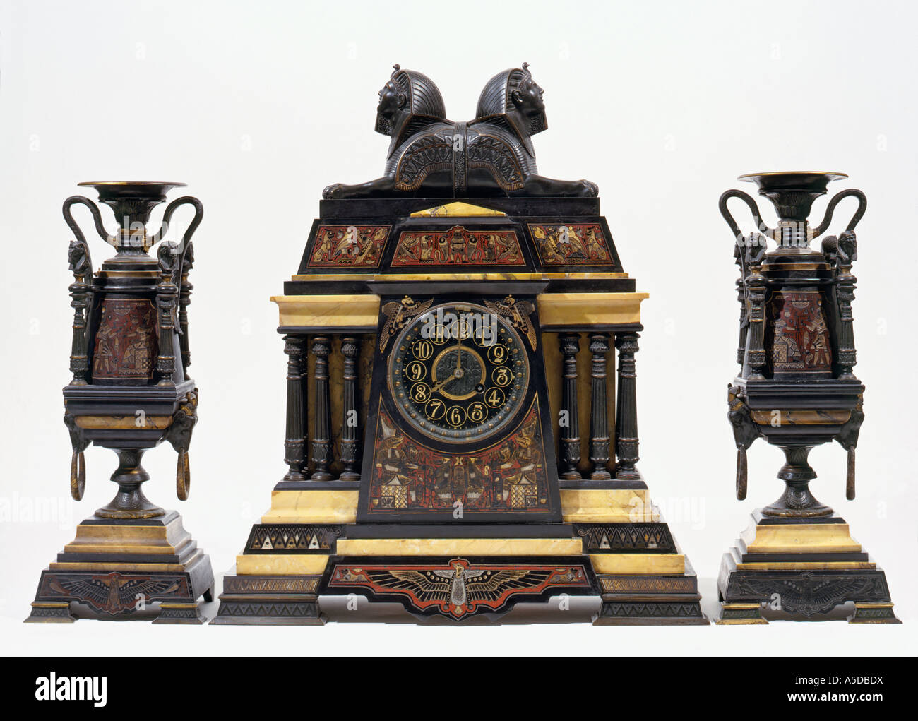 Bronze marble clock set Stock Photo - Alamy