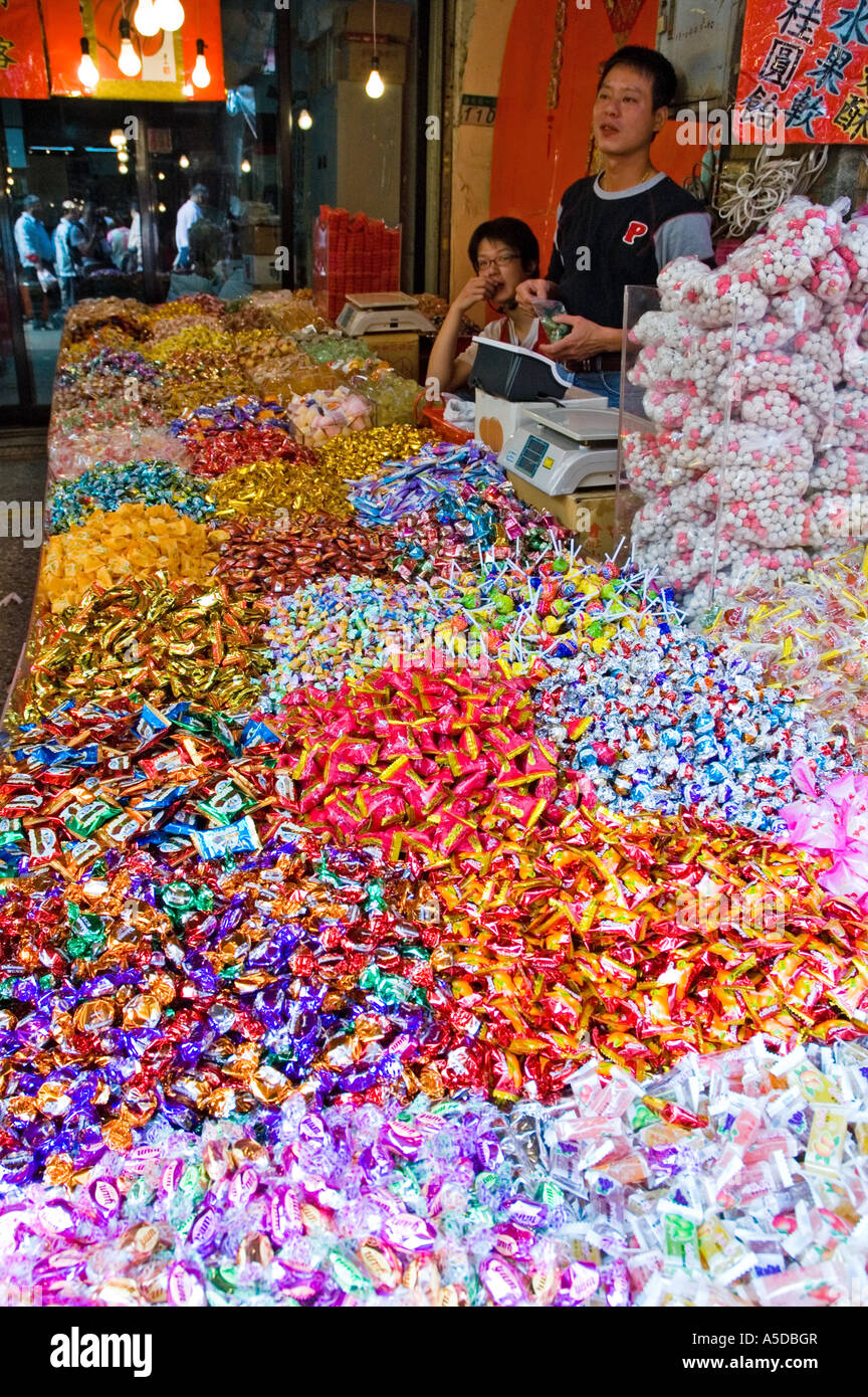 Stock photo of vendors selling candy at Dihua Street Market in Taipei ...