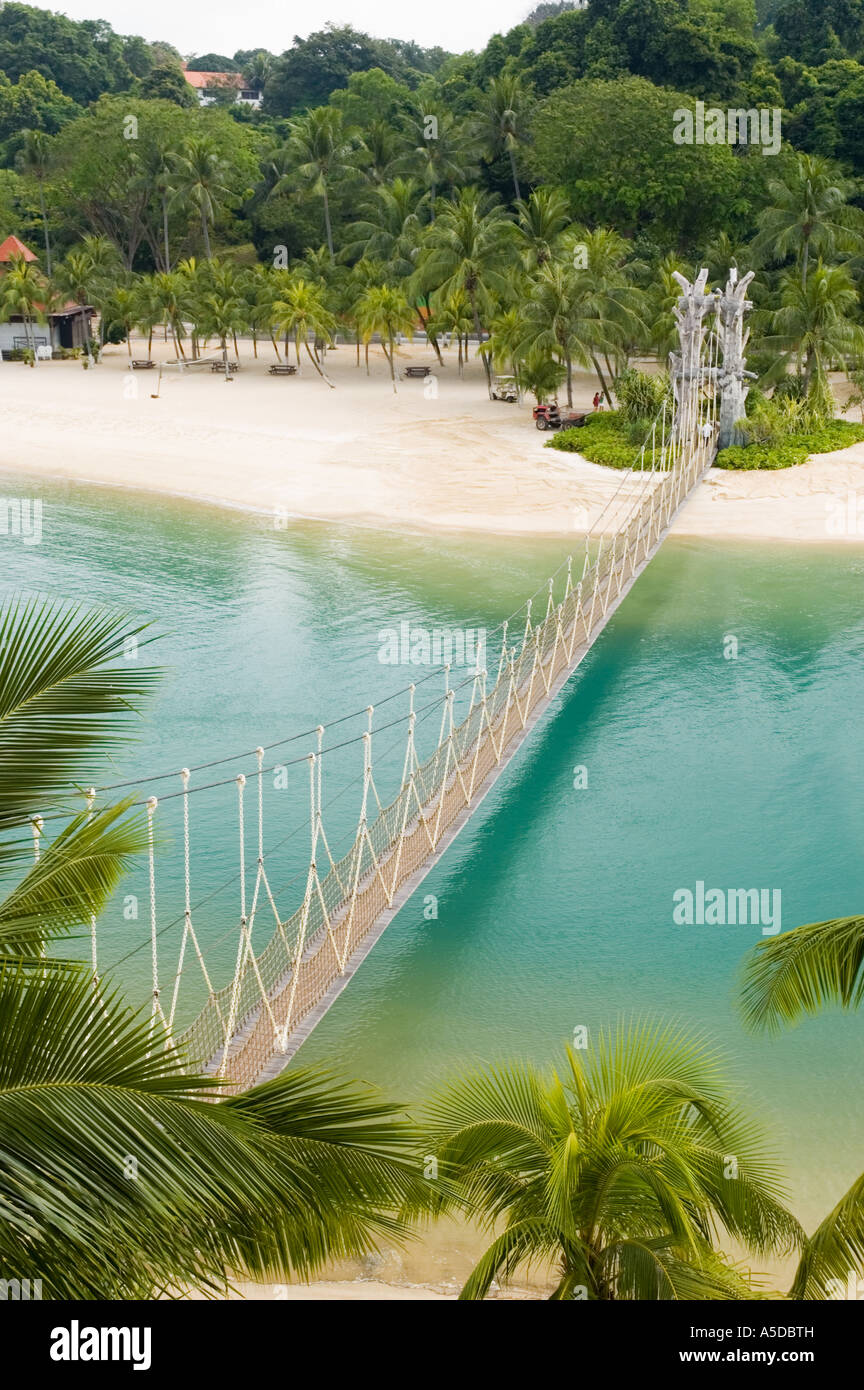 Stock photo of the suspension bridge at Palawan Beach on Sentosa Island ...