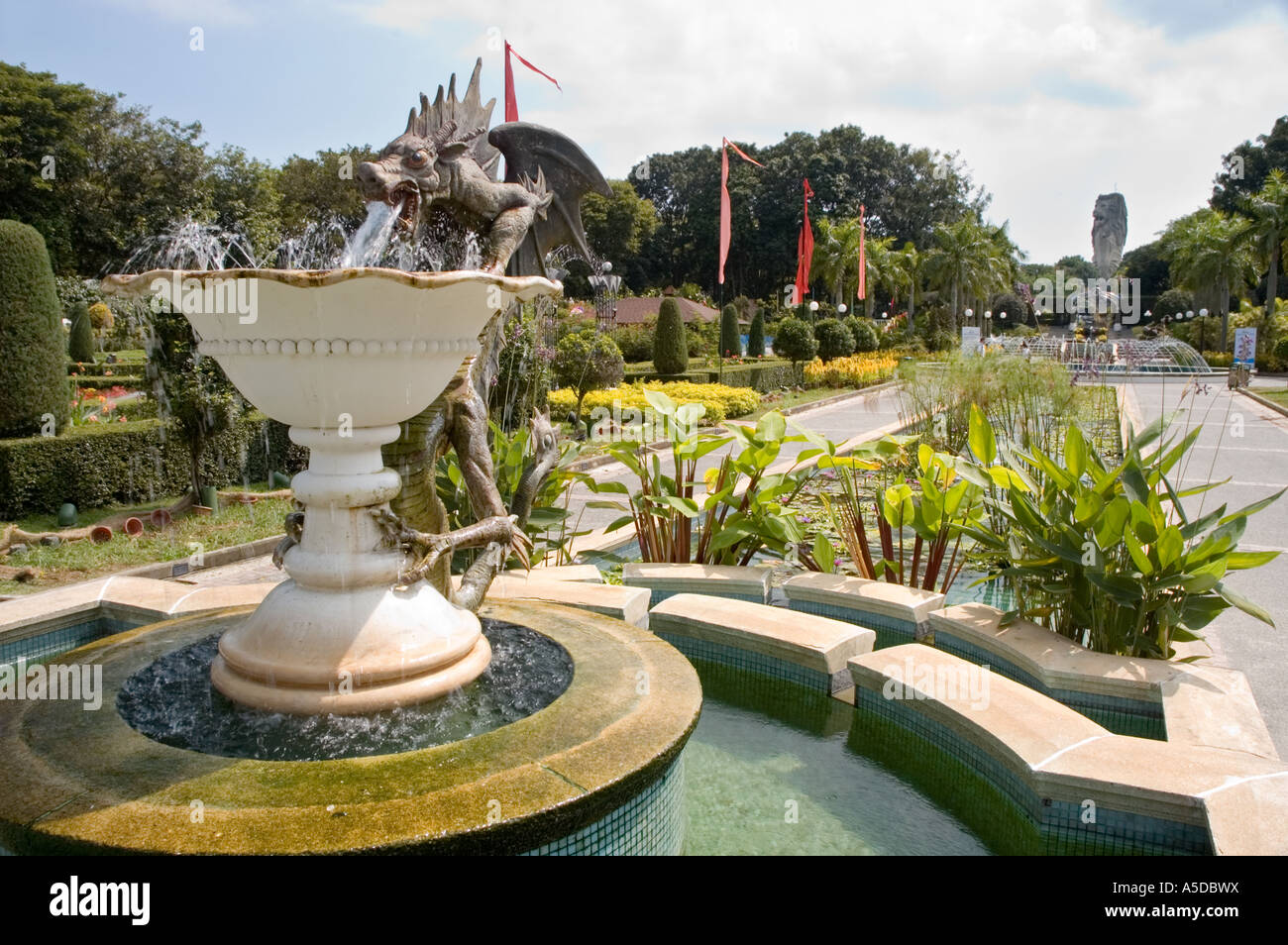 Stock photo of a fountain on Sentosa Island Singapore with the Merlion ...