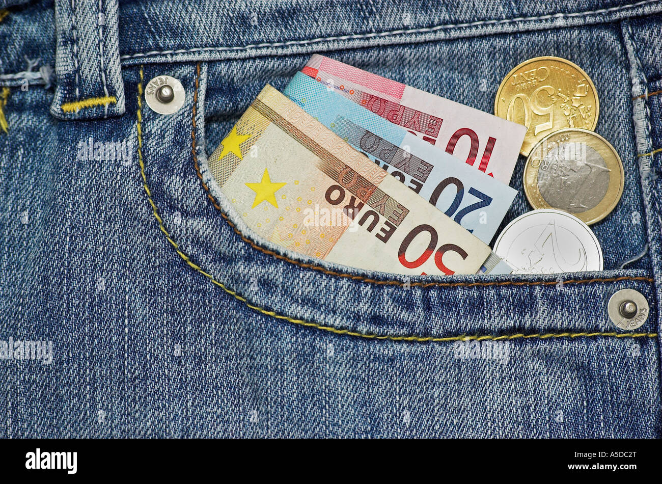 Euro Currency in Pocket Stock Photo - Alamy