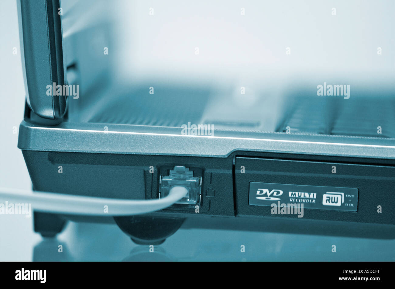 Telephone Cable Plugging into Laptop Stock Photo - Alamy