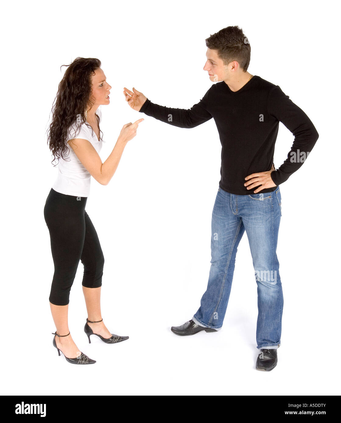 couple s quarrel white background Stock Photo - Alamy