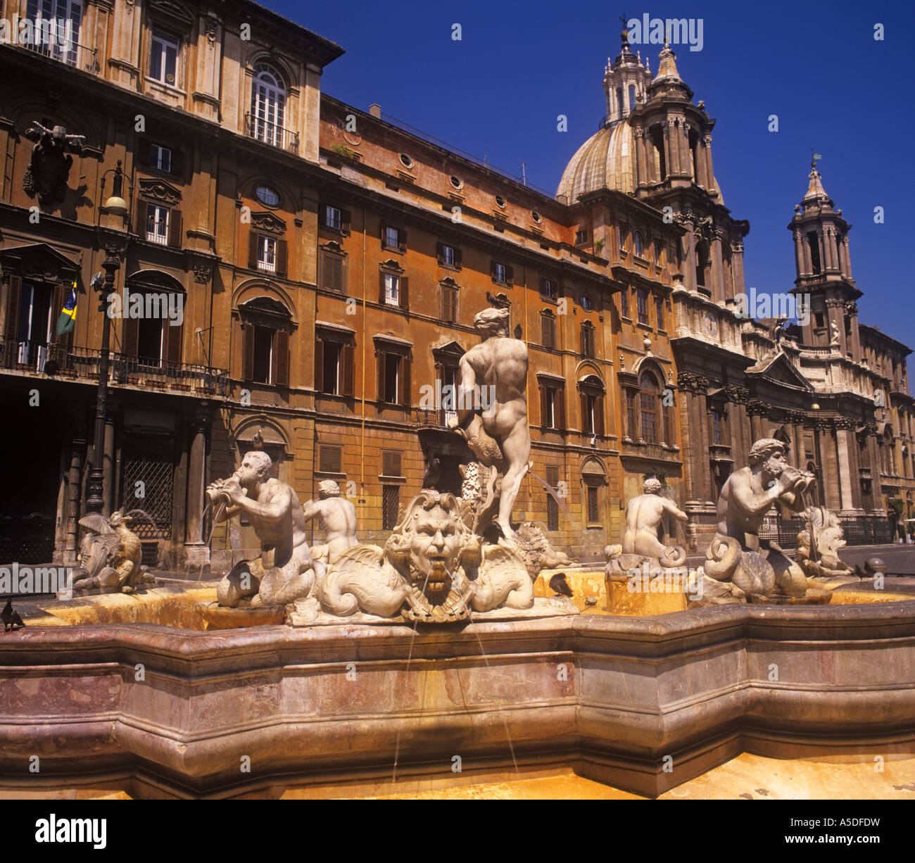 Fontana del Moro and St Agnese Church Piazza Navona Rome Italy Stock ...