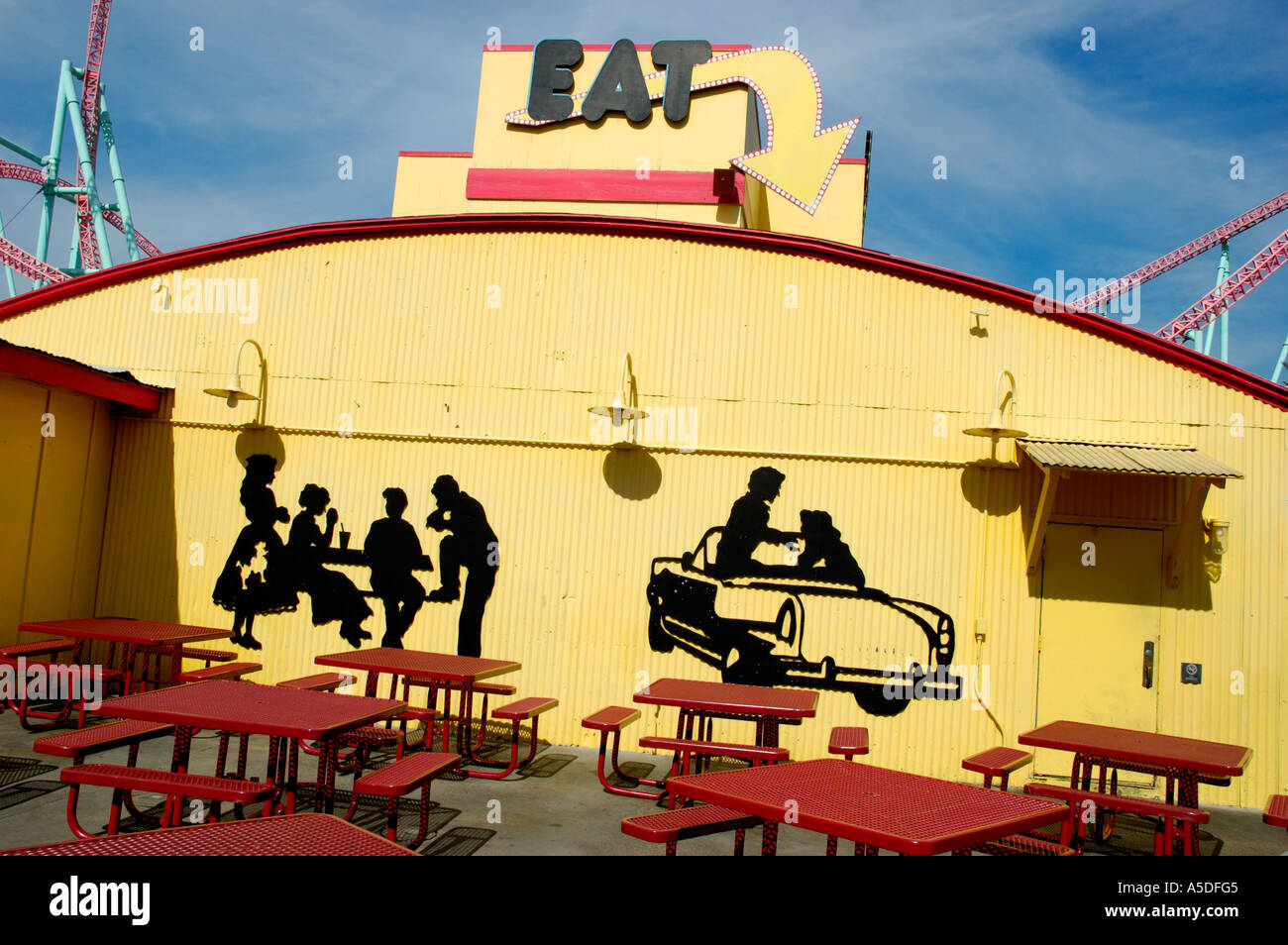 60s style restaurant patio Stock Photo - Alamy