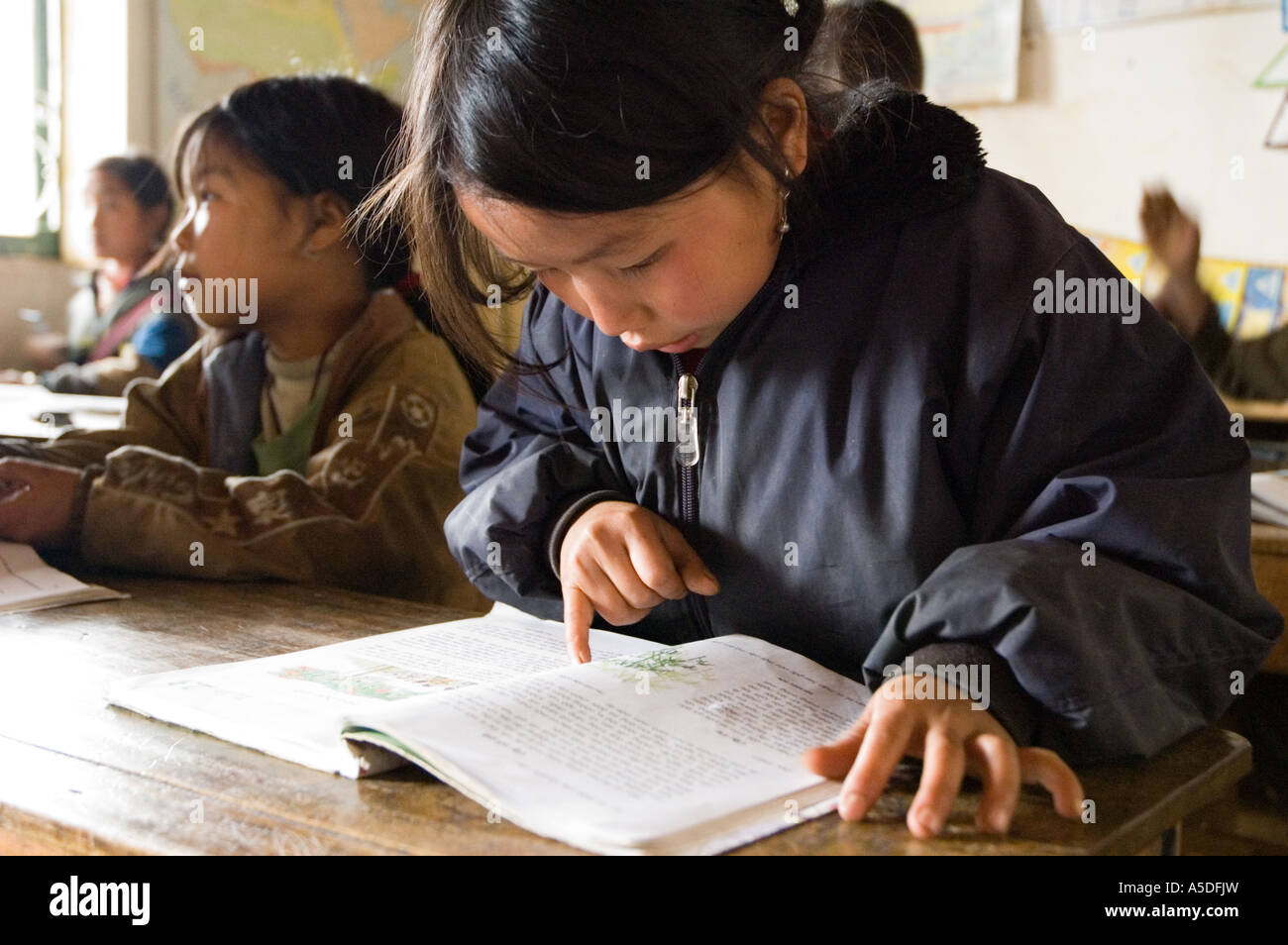 Vietnamese primary school students practice their reading in a ...