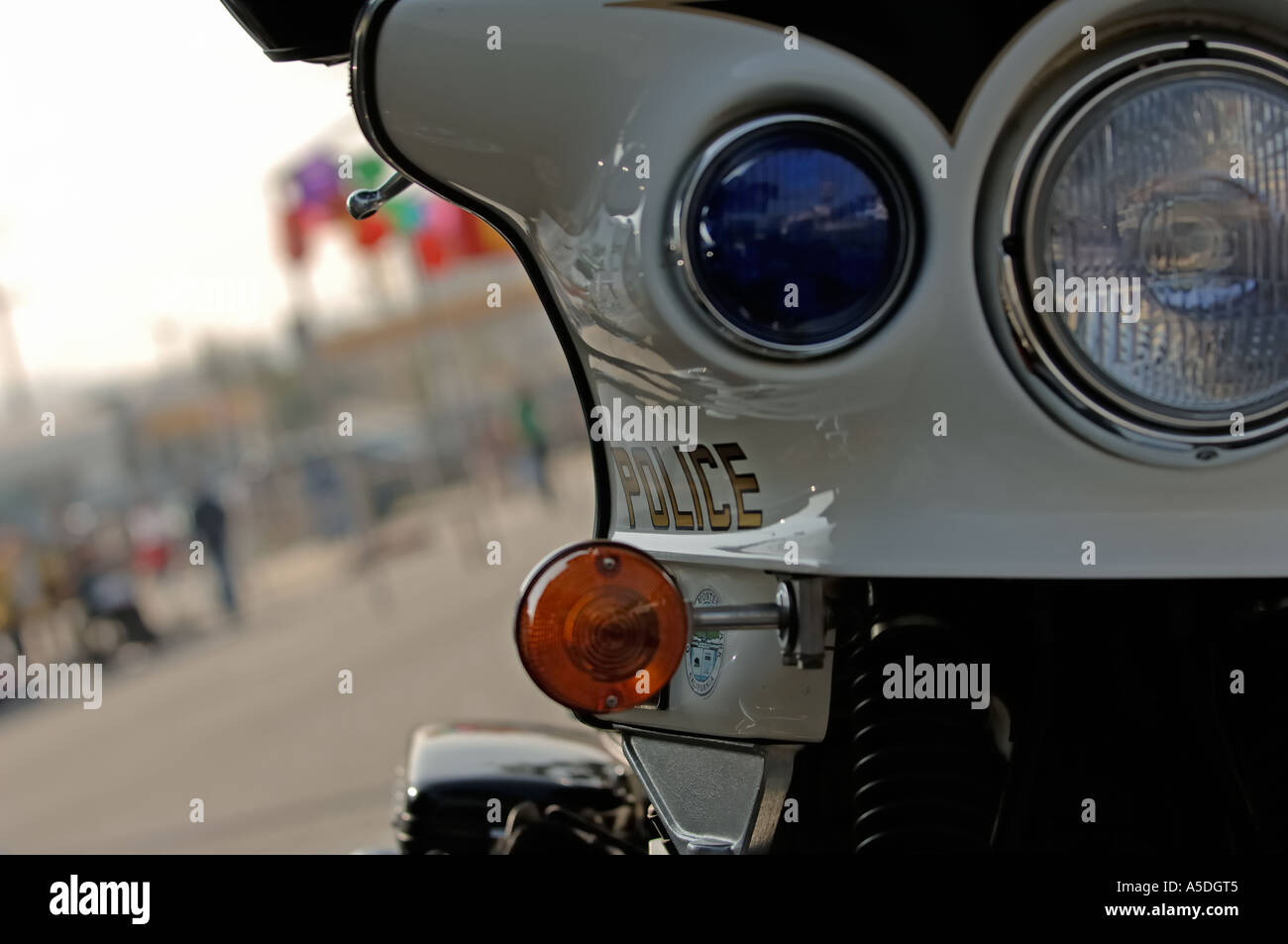 Closeup of headlights and windshield on Kawasaki 1000 cc police ...