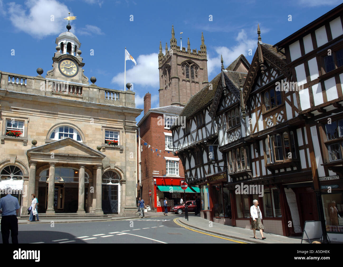 The Butter Cross and St Laurence's church Ludlow Shropshire UK Stock ...