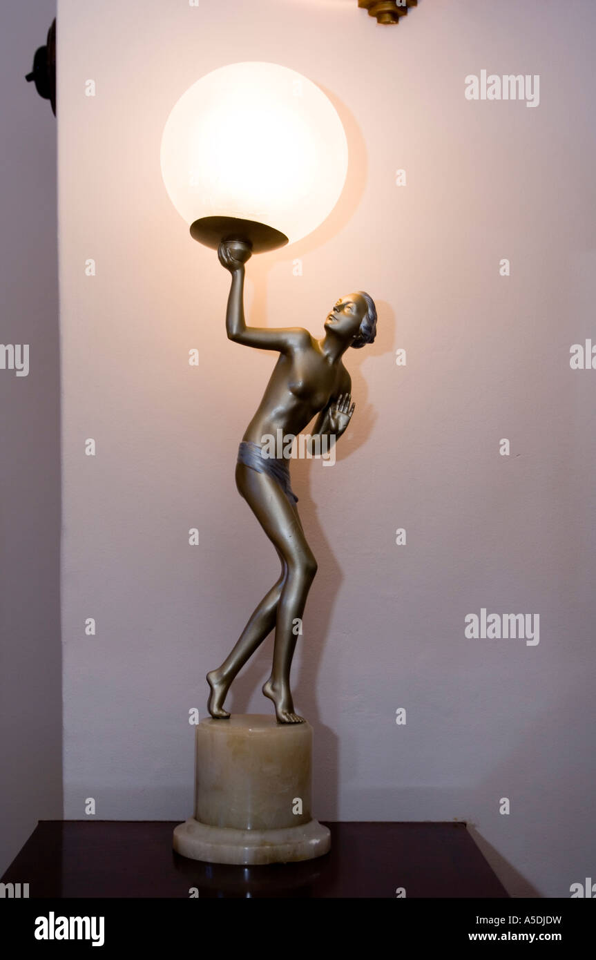 art deco lamp with slim female figure statuette light fitting Stock ...